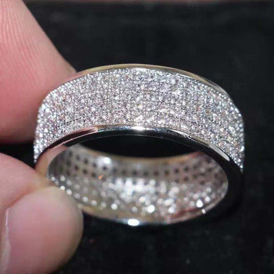 Radiant Wide Band Pave Crystal Ring – Ivory Bloom