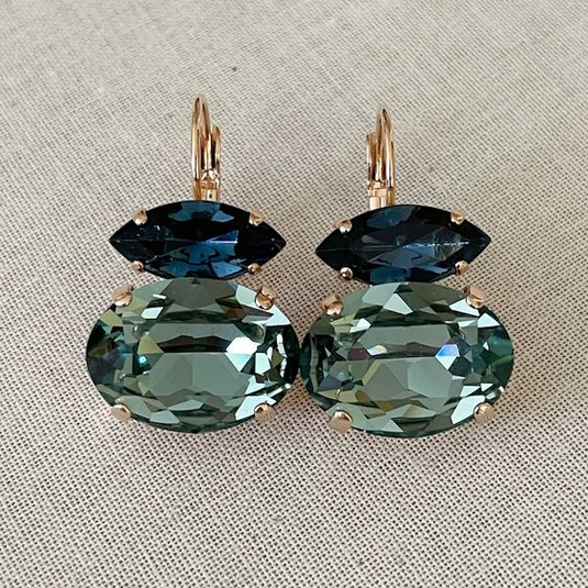 Midnight Blue Crystal Double Drop Earrings – Ivory Bloom
